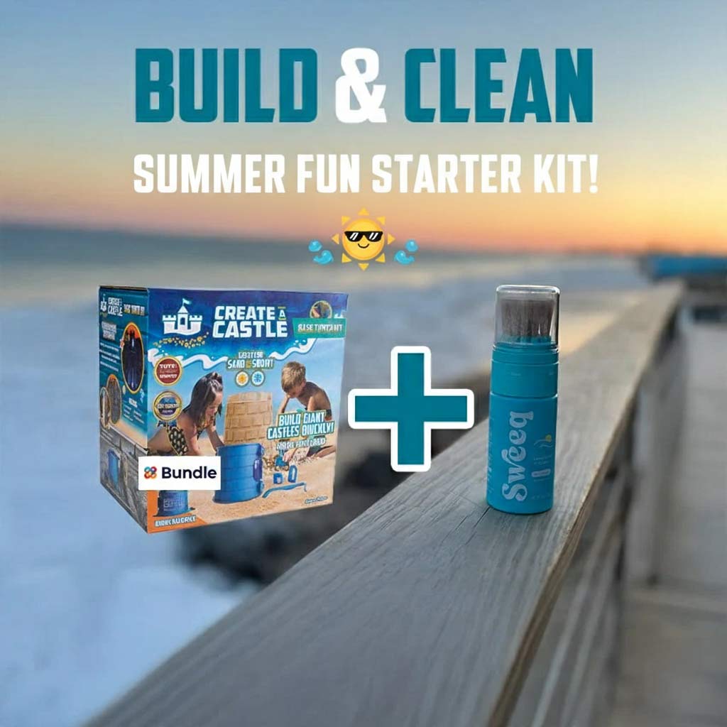 Create A Castle Basic Tower Kit & Sweeq Sand Cleaning Brush Bundle